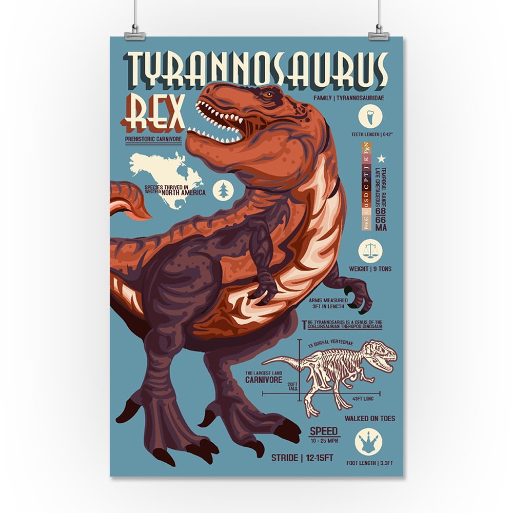 Tyrannosaurus, Dinosaur Infographic, No Distress Version - Walmart.com