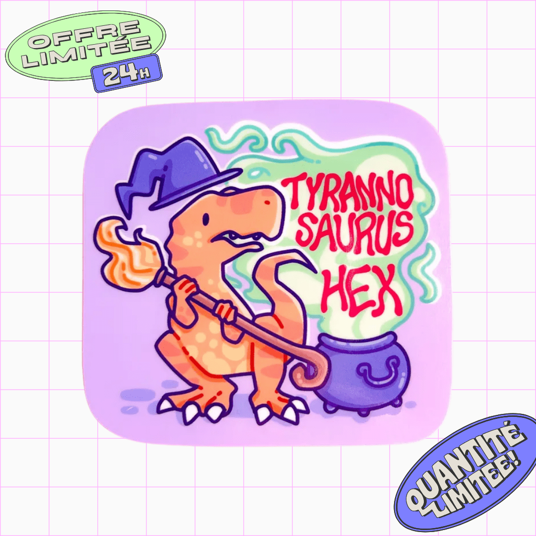 Tyrannosaurus Hex Sticker | Witch Dinosaur Halloween T-Rex Design ...