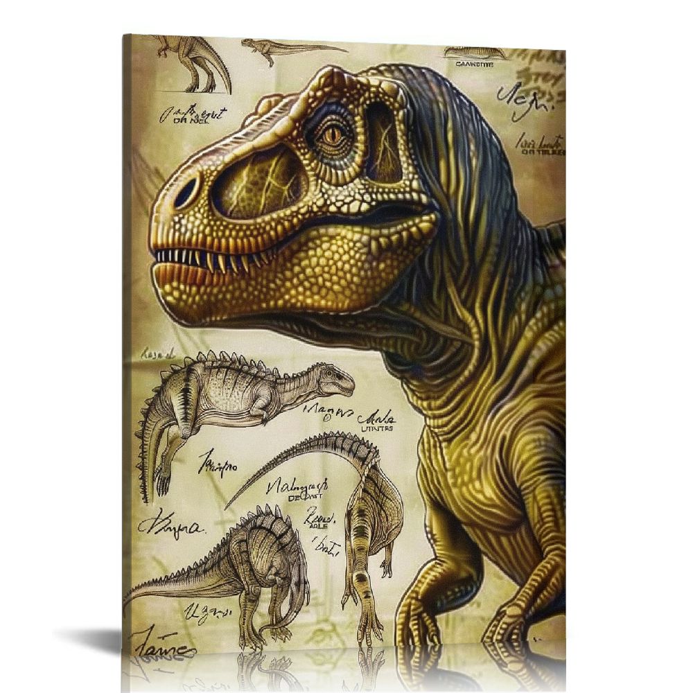 Tyrannosaurus Rex Dinosaur, Da Vinci Style, ( Wrapped Canvas, Wall ...