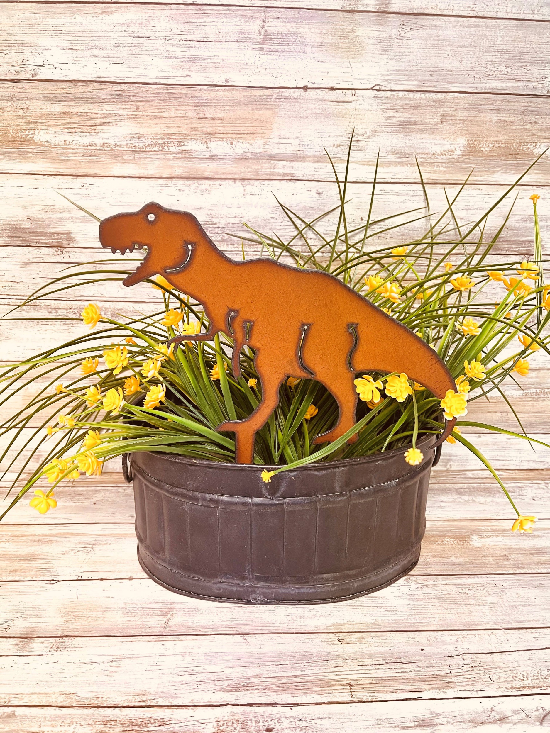 Tyrannosaurus Rex Garden Rusty Metal Yard Stake - Walmart.com