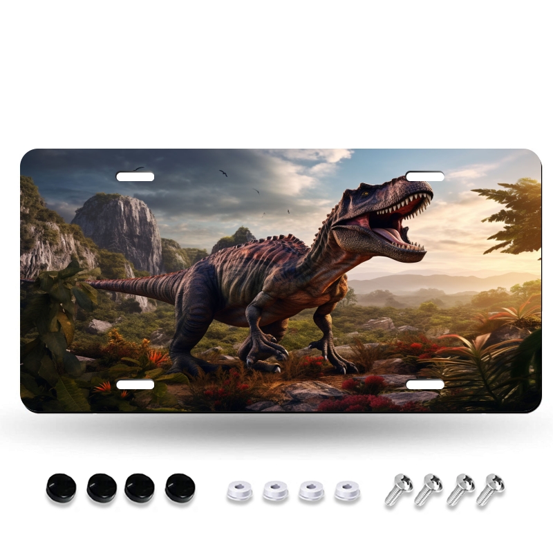 Tyrannosaurus Rex in a Prehistoric Mountainous Landscape License Plate ...
