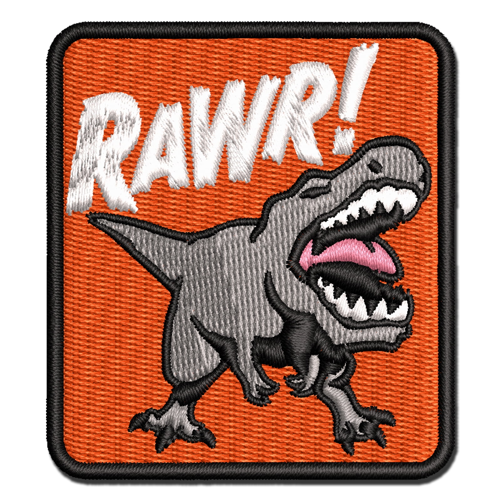 Tyrannosaurus Rex Rawr Roar Dinosaur Applique Multi-Color Embroidered Iron-On Patch - 2.0 Inch ...