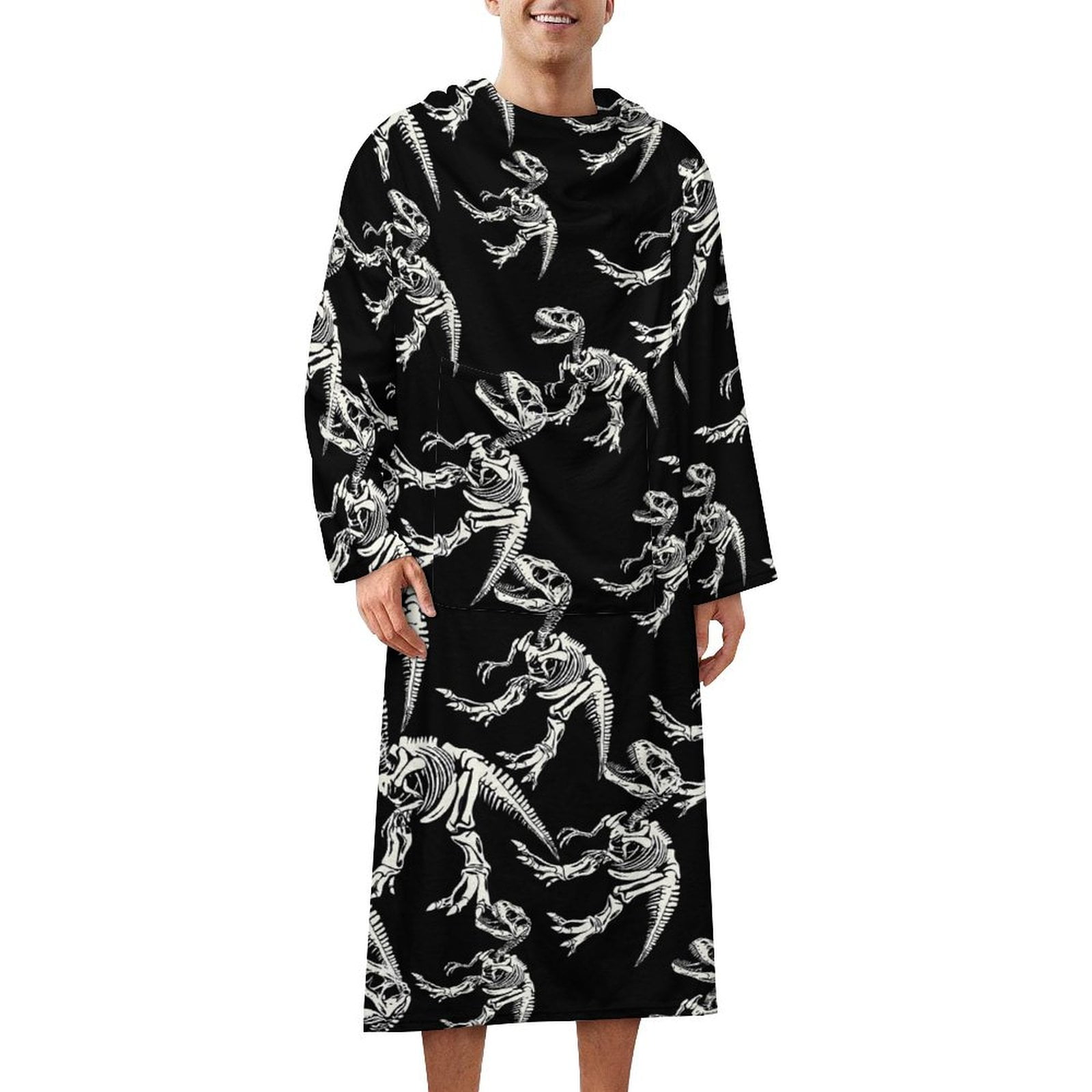 Tyrannosaurus Rex Skeleton Wearable Blanket with Sleeves and Pocket ...