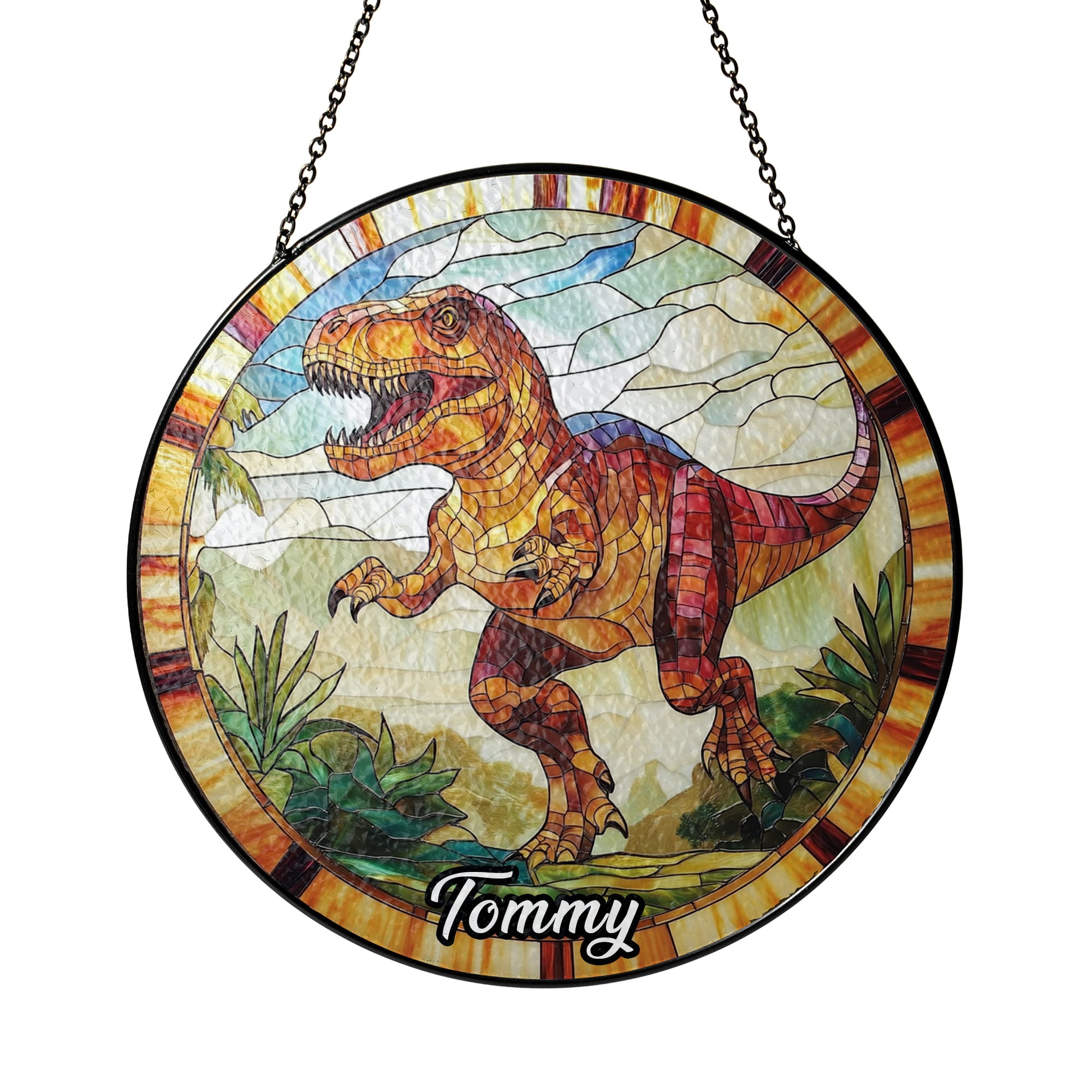 Tyrannosaurus Rex Stained Glass Suncatcher - Custom T-Rex Window ...
