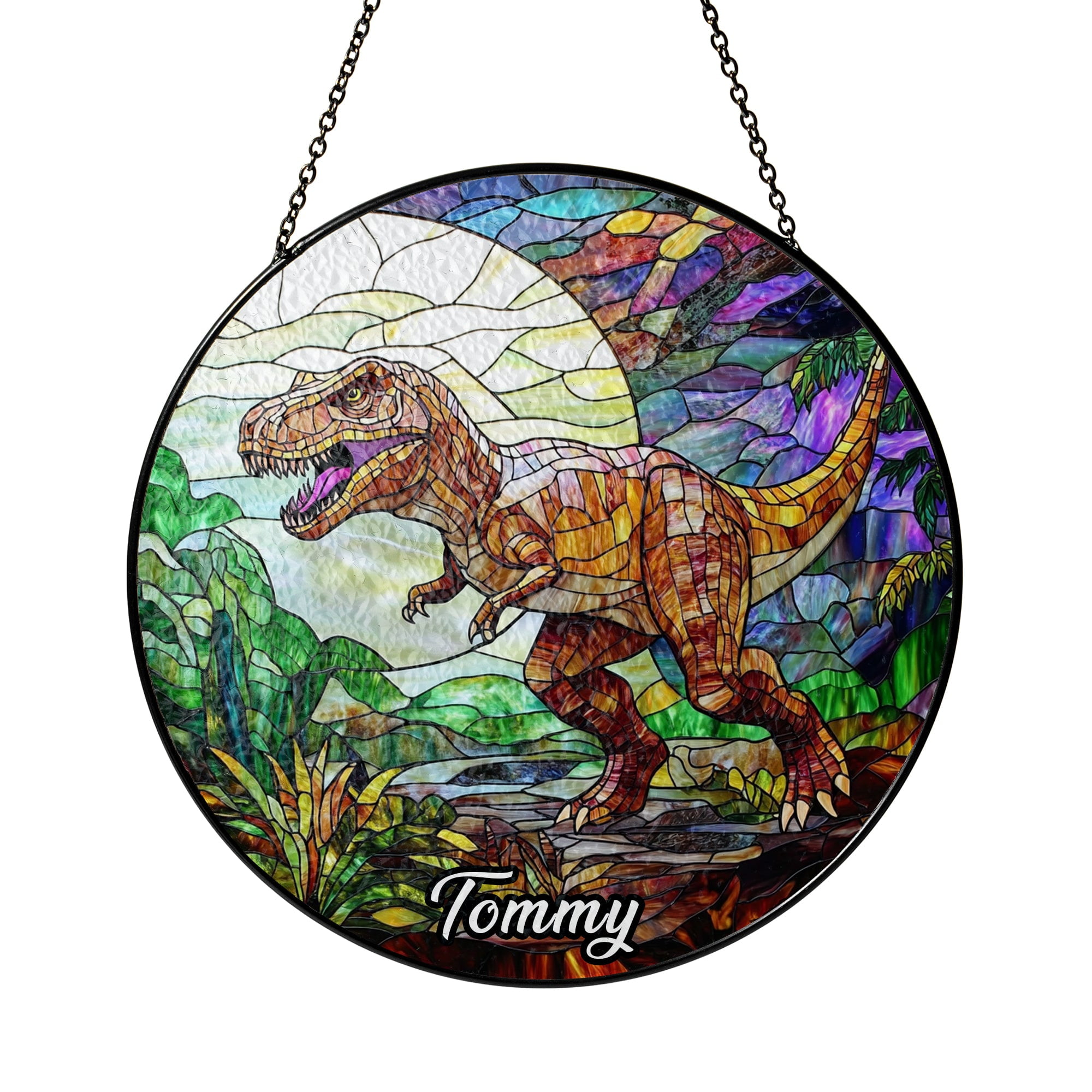Tyrannosaurus Rex Stained Glass Suncatcher - Custom T-Rex Window ...