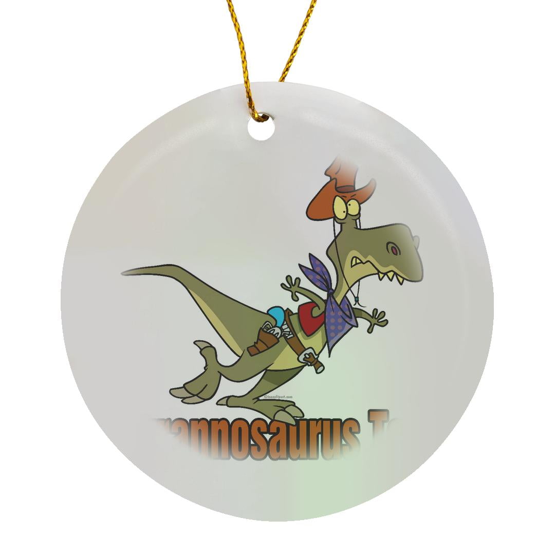 3drose, Tyrannosaurus Rex Tex Cowboy Dinosaur, Circle Porcelain ...