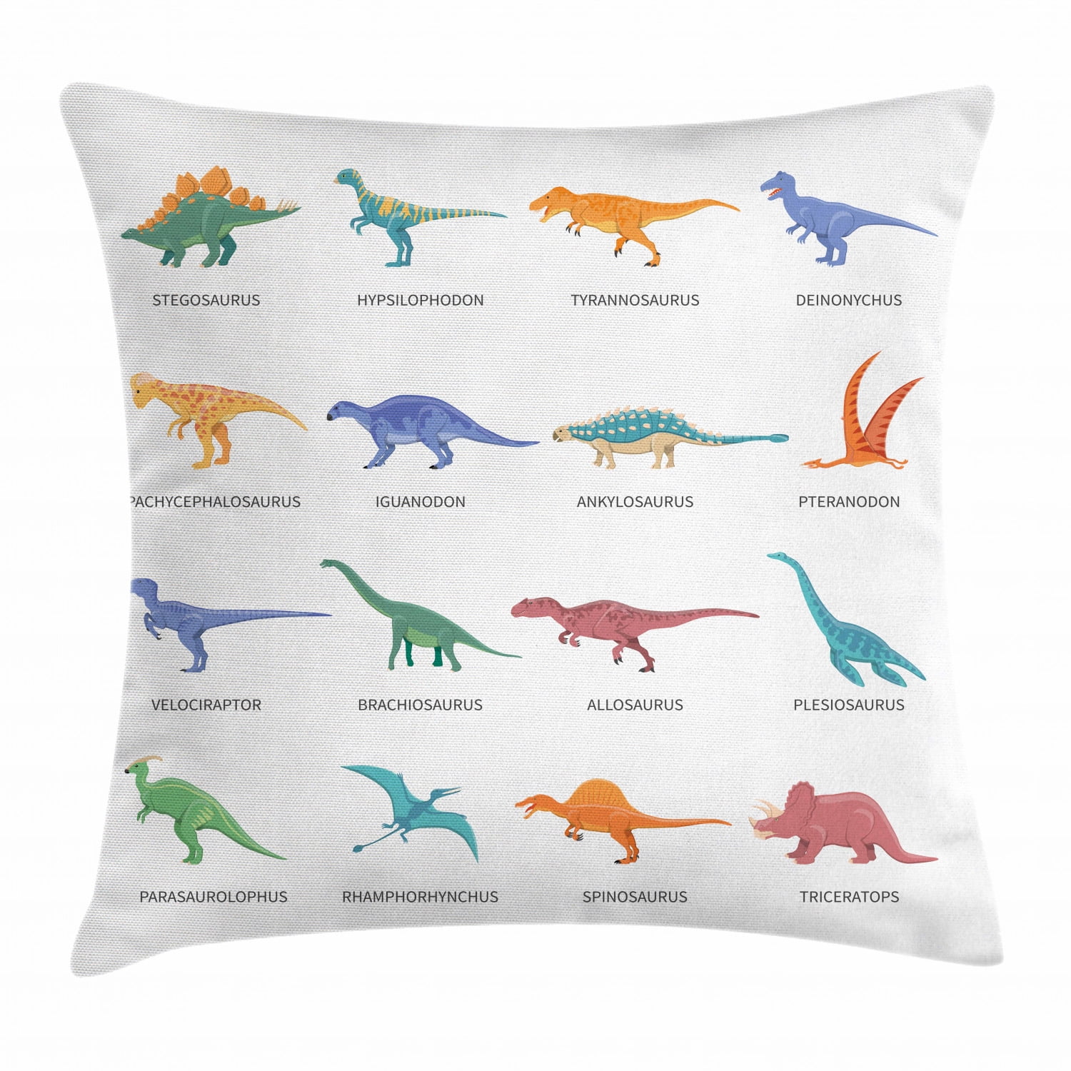 Tyrannosaurus Throw Pillow Cushion Cover, Different Type of Dinosaurs ...