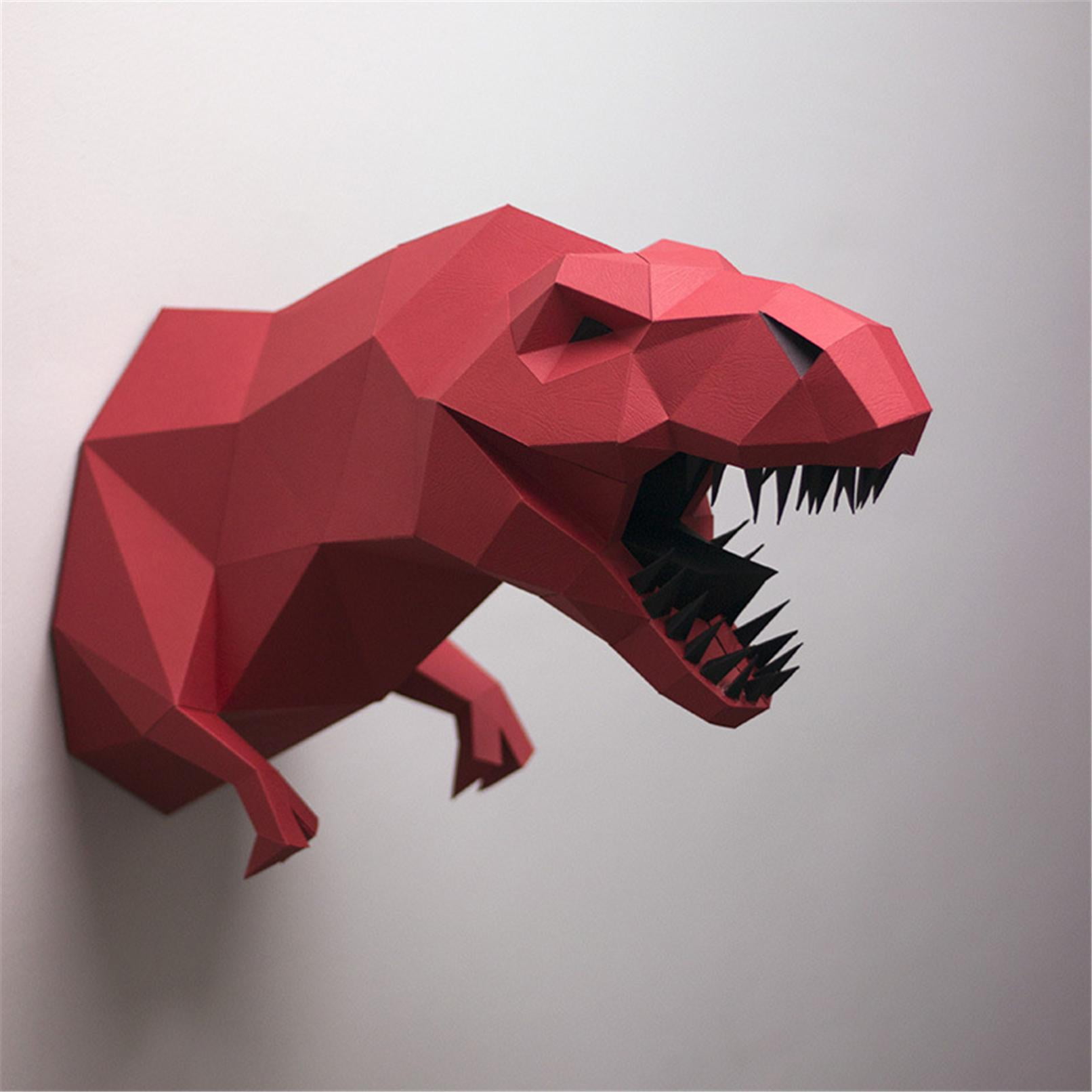 Tyrannosaurus rex Trophy Paper Sculpture,3D Dinosaur Model Manual Wall ...