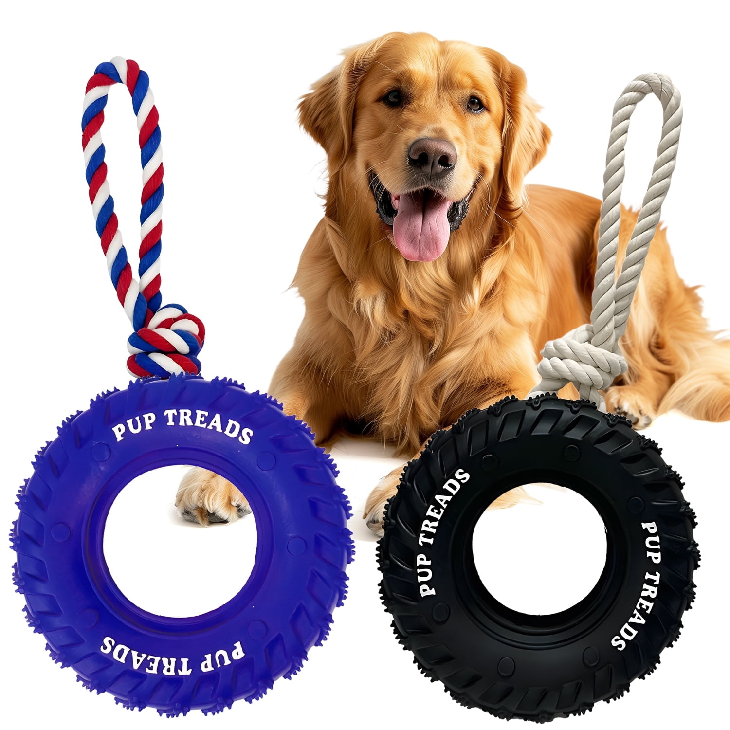 Chew Dog Toys,Durable Rubber Tire Toy with Dog Heavy Rope, Interactive ...