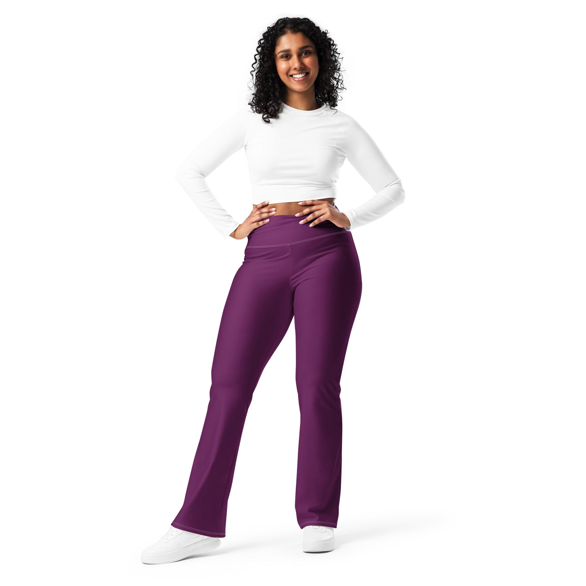 Tyrian Purple Flare Leggings, Dark Violet Flare Leggings - Walmart.com