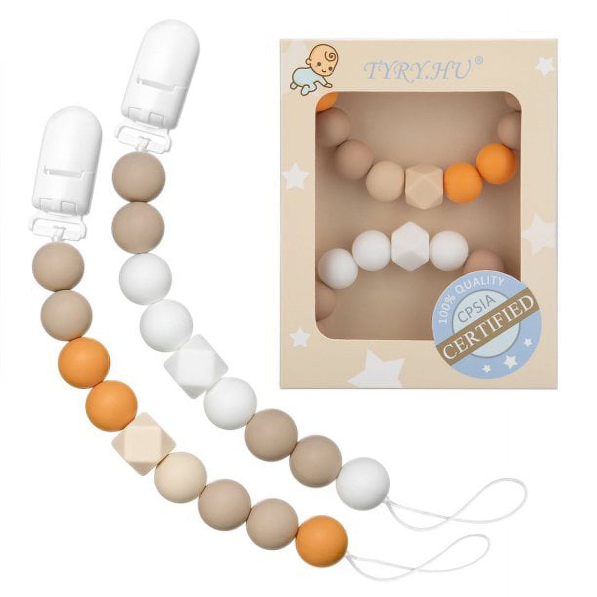 Tyry.Hu Pacifier Clip Baby Boys Girls Silicone Paci Clip Teething ...