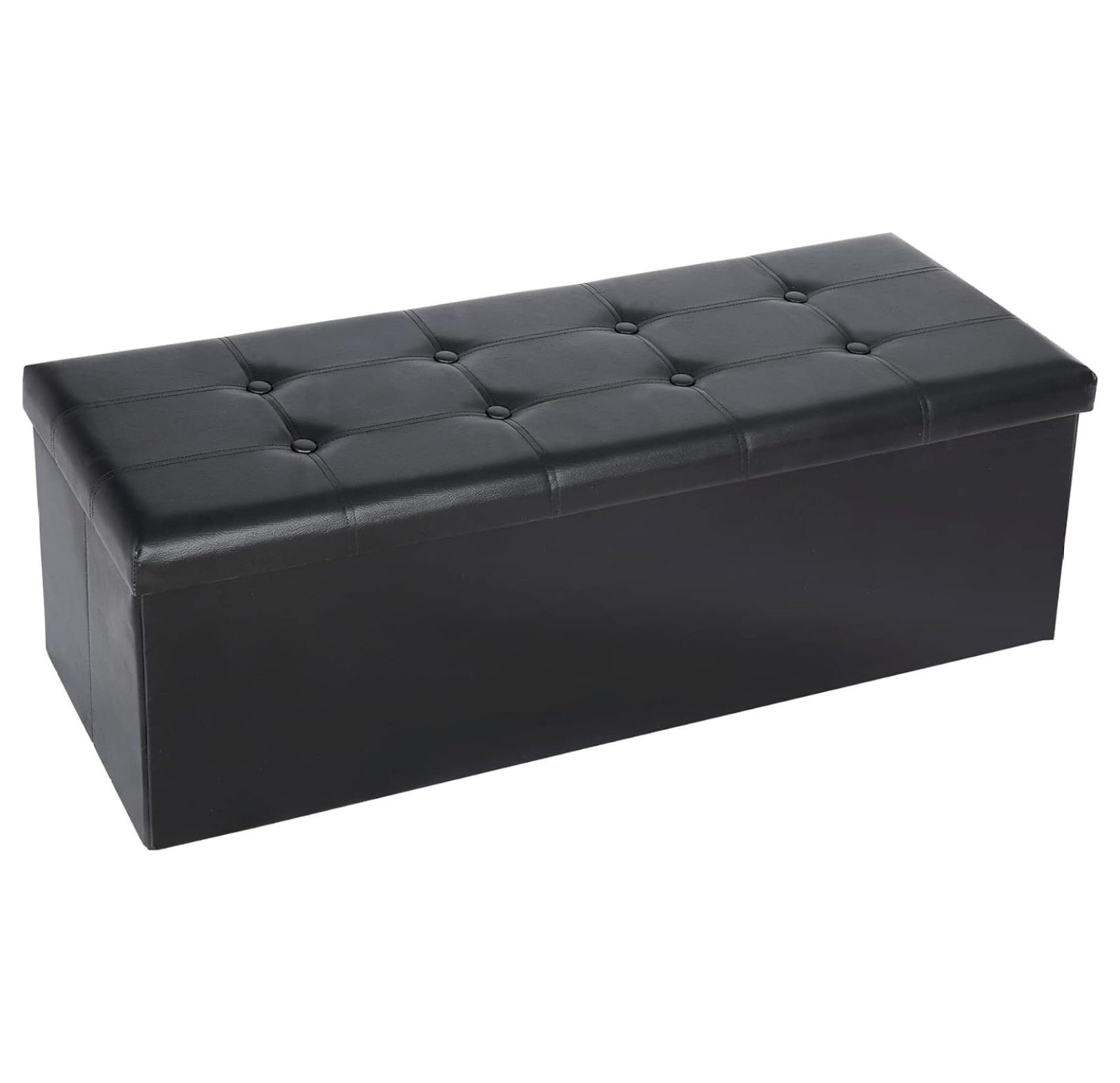Tyslan 43Inches Folding Storage Ottoman Bench, Faux Leather Footrest ...