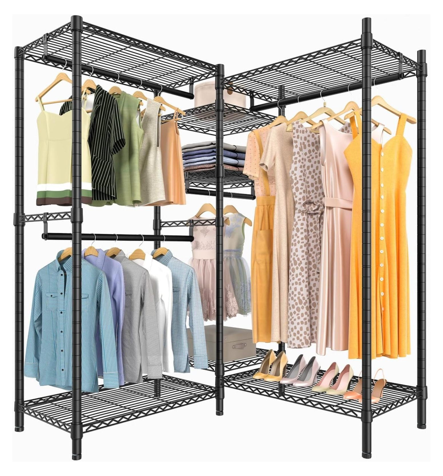 Tyslan L6 Garment Rack L Shaped Clothes Rack Heavy Duty Clothing Rack ...
