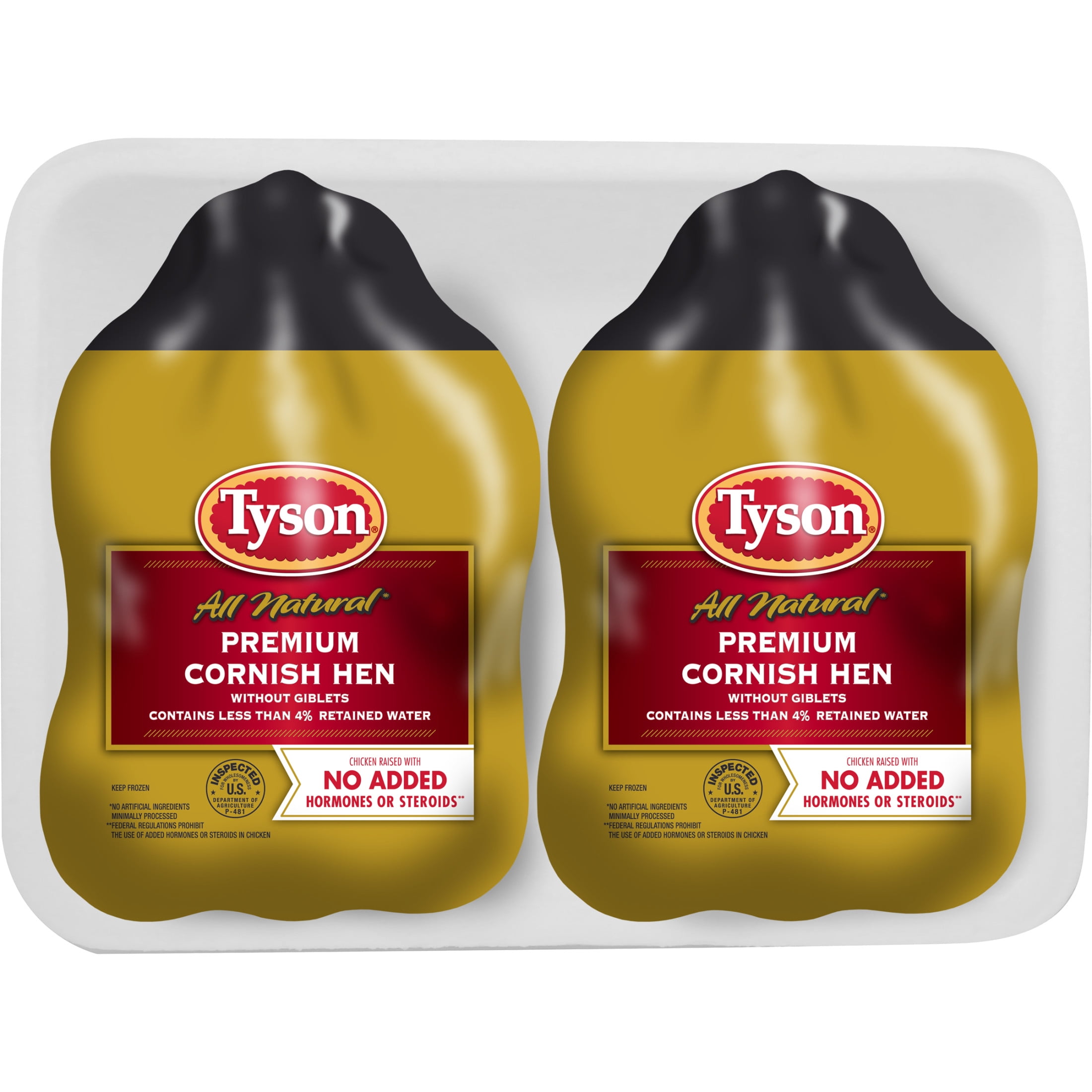 Tyson All Natural Premium Chicken Cornish Hen Twin Pack, 3.25 lb ...