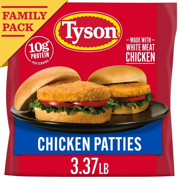 Tyson Breaded White Meat Chicken Patties, 54 oz (Frozen, Fully Cooked ...
