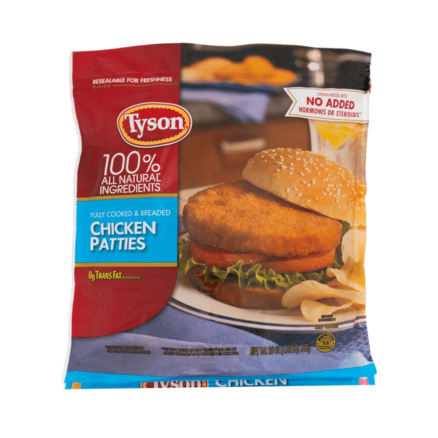 Tyson Fully Cooked and Breaded Chicken Patties, 1.62 lb Bag (Frozen ...