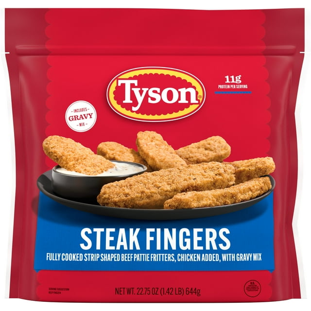Tyson Steak Fingers with Gravy Mix, 22.75 oz (Frozen, Fully Cooked) - Walmart.com