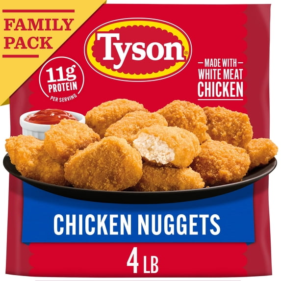 Tyson White Meat Chicken Nuggets, Family Pack, 64 oz (Frozen, Fully ...