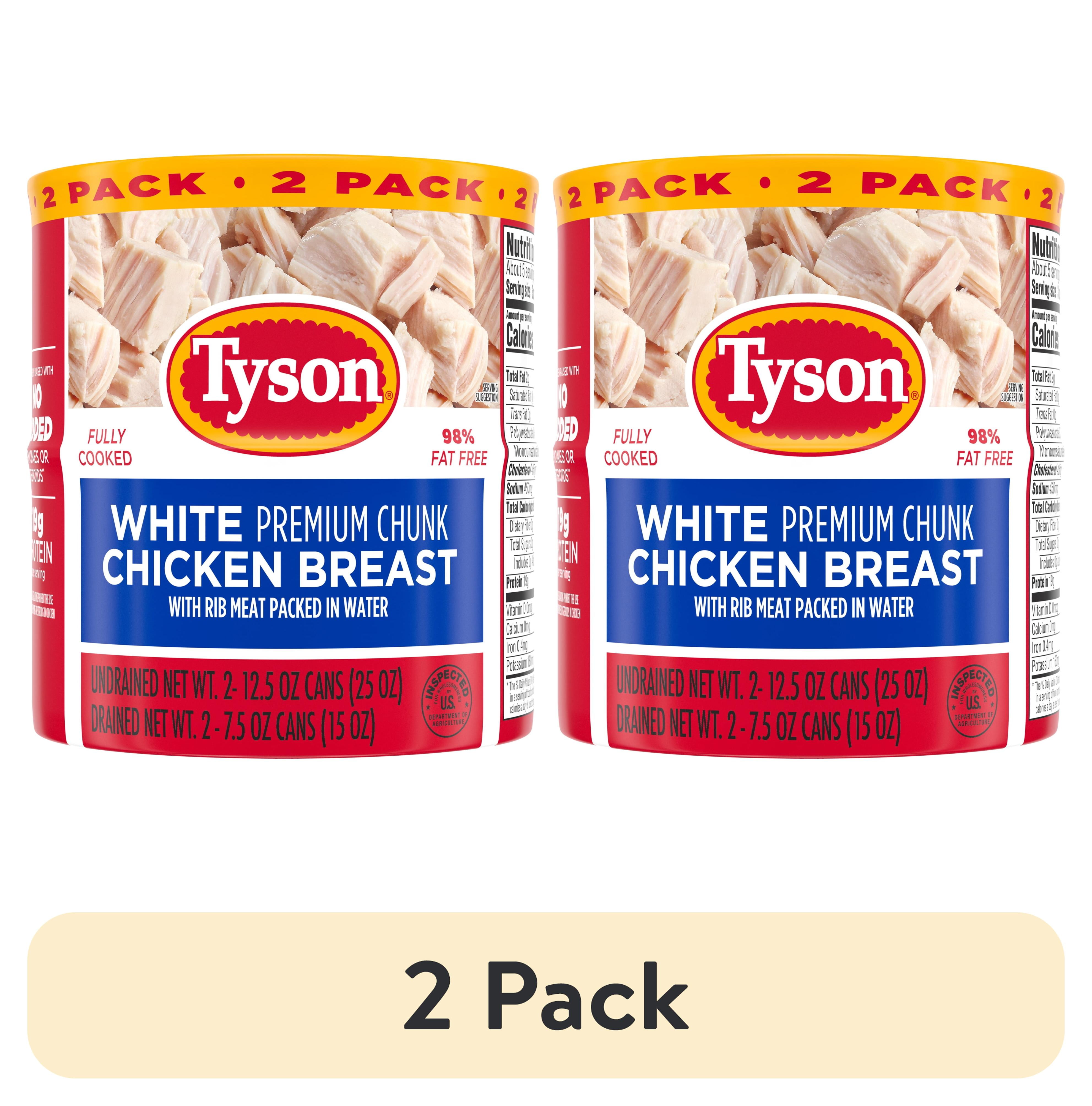 (2 pack) Tyson White Premium Chunk Chicken Breast, 12.5 oz Can (2 Pack ...