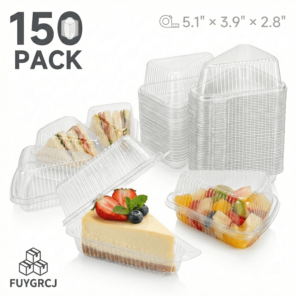 Tysrjsv 150pcs Cake Slice Containers, 5-Inch Hinged Lid, Suitable for ...