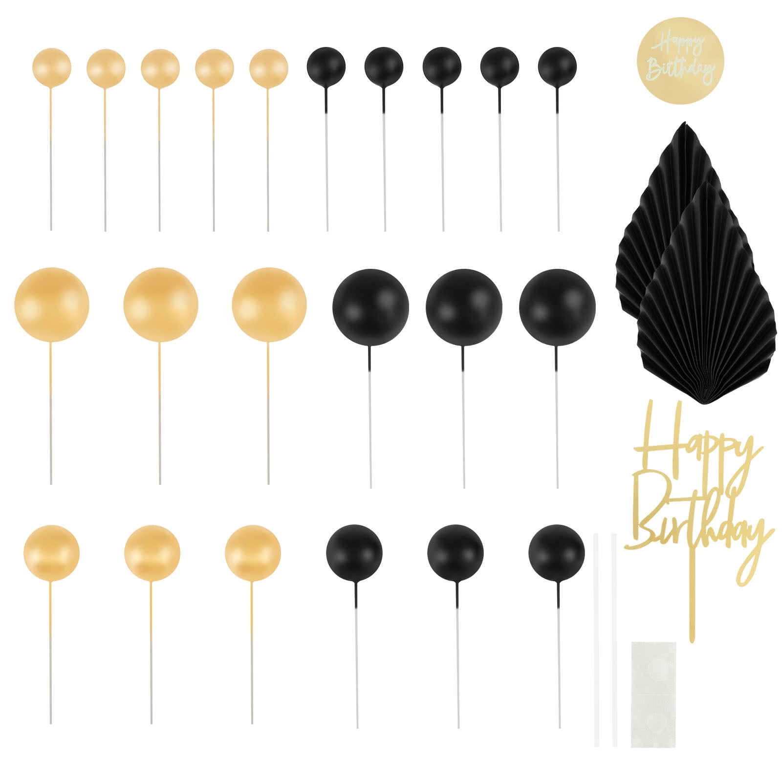 Tysrjsv 26pcs Man Cake Topper Elegant Black Gold Cake Decorations ...