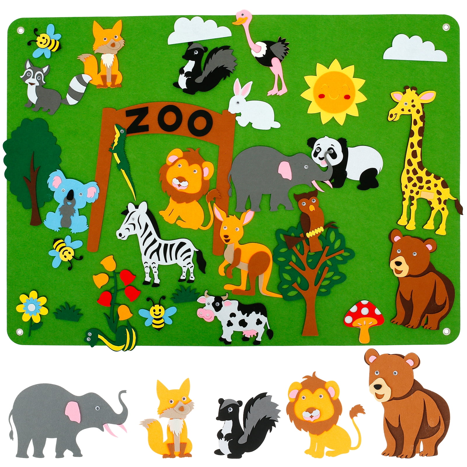 Tysrjsv 3.5Ft Children's Teaching Felt Board Farm Animals Felt-Board ...