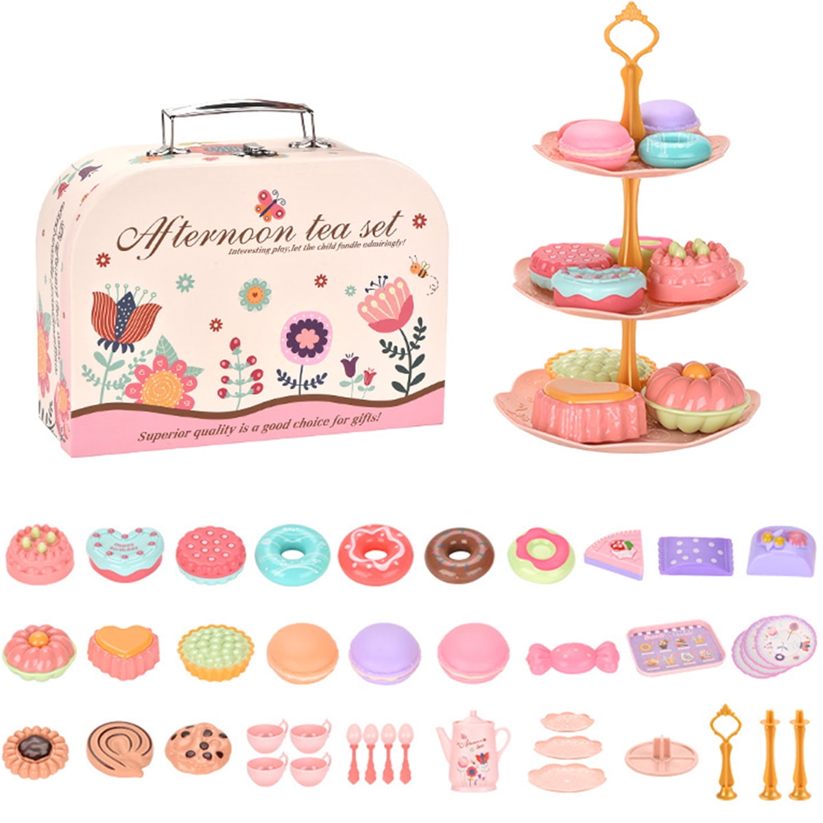 Tysrjsv 36pcs Toy Tea Set Funny Afternoon Tea Set Toy Interactive Tea ...