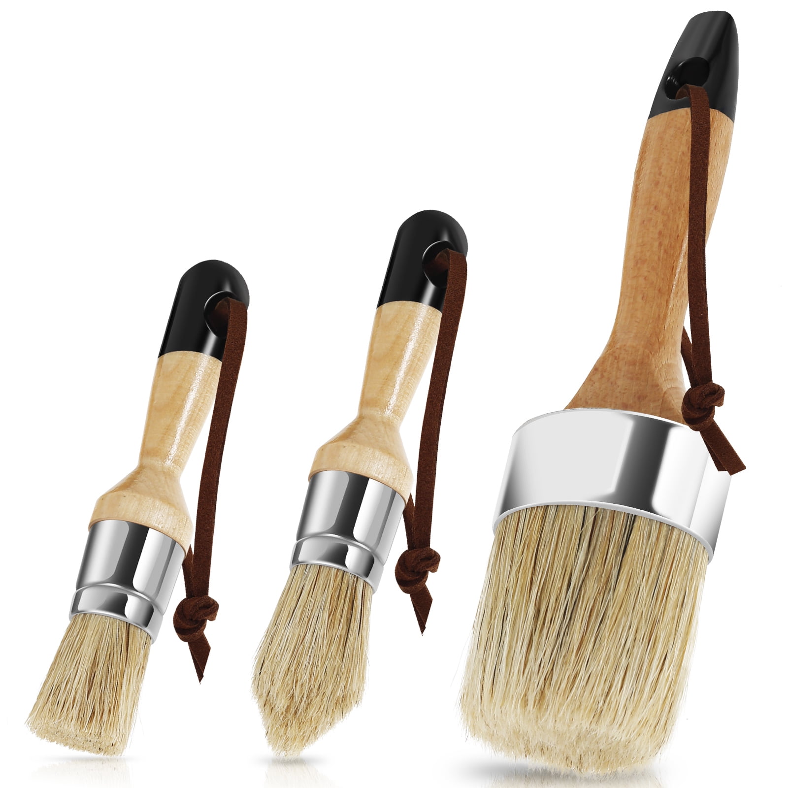 Tysrjsv 3pcs Wax Paint Brush Set Round Chalk Paint Brushes Natural ...