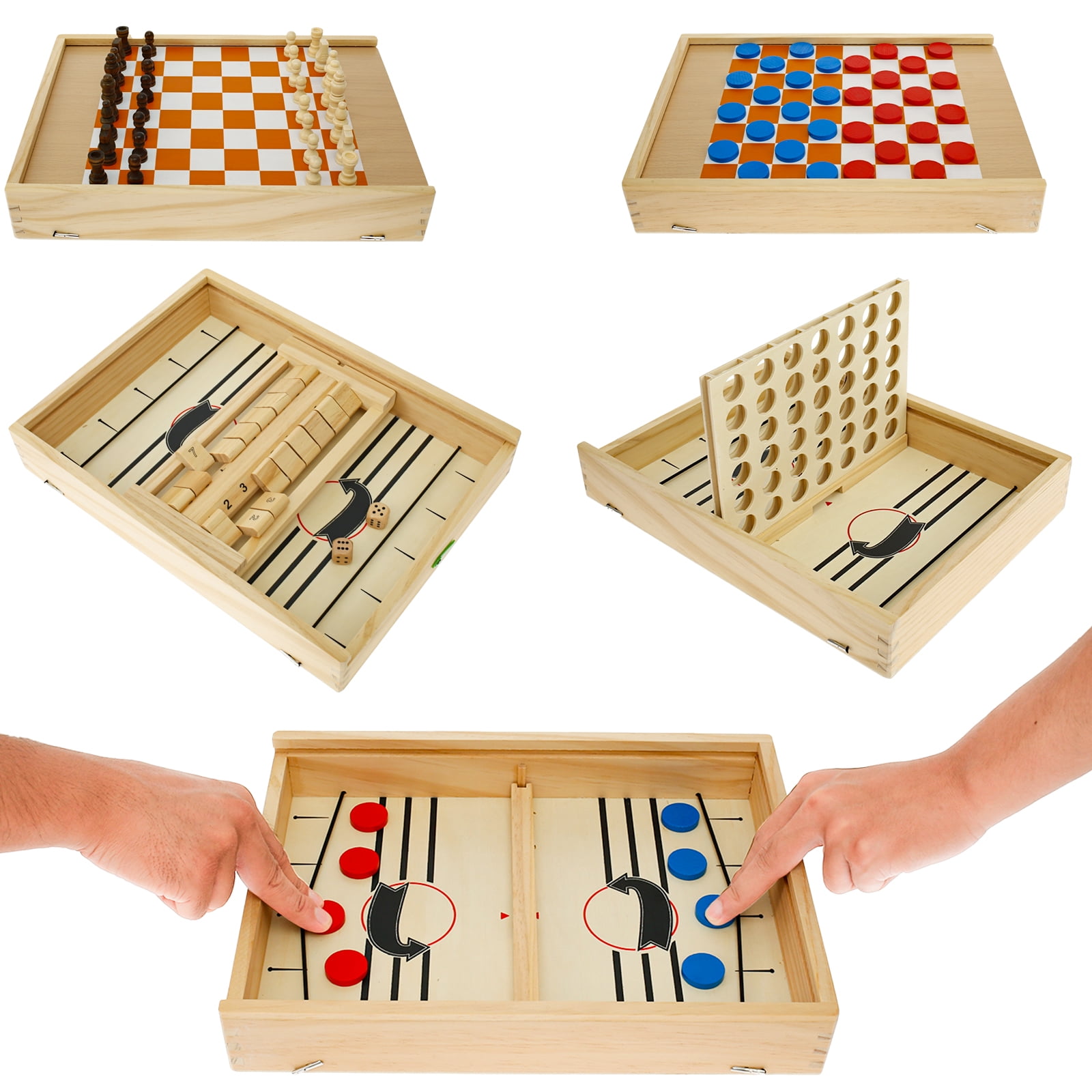 Tysrjsv Board Game Set Wood Chess Board Set Portable Tabletop Board ...