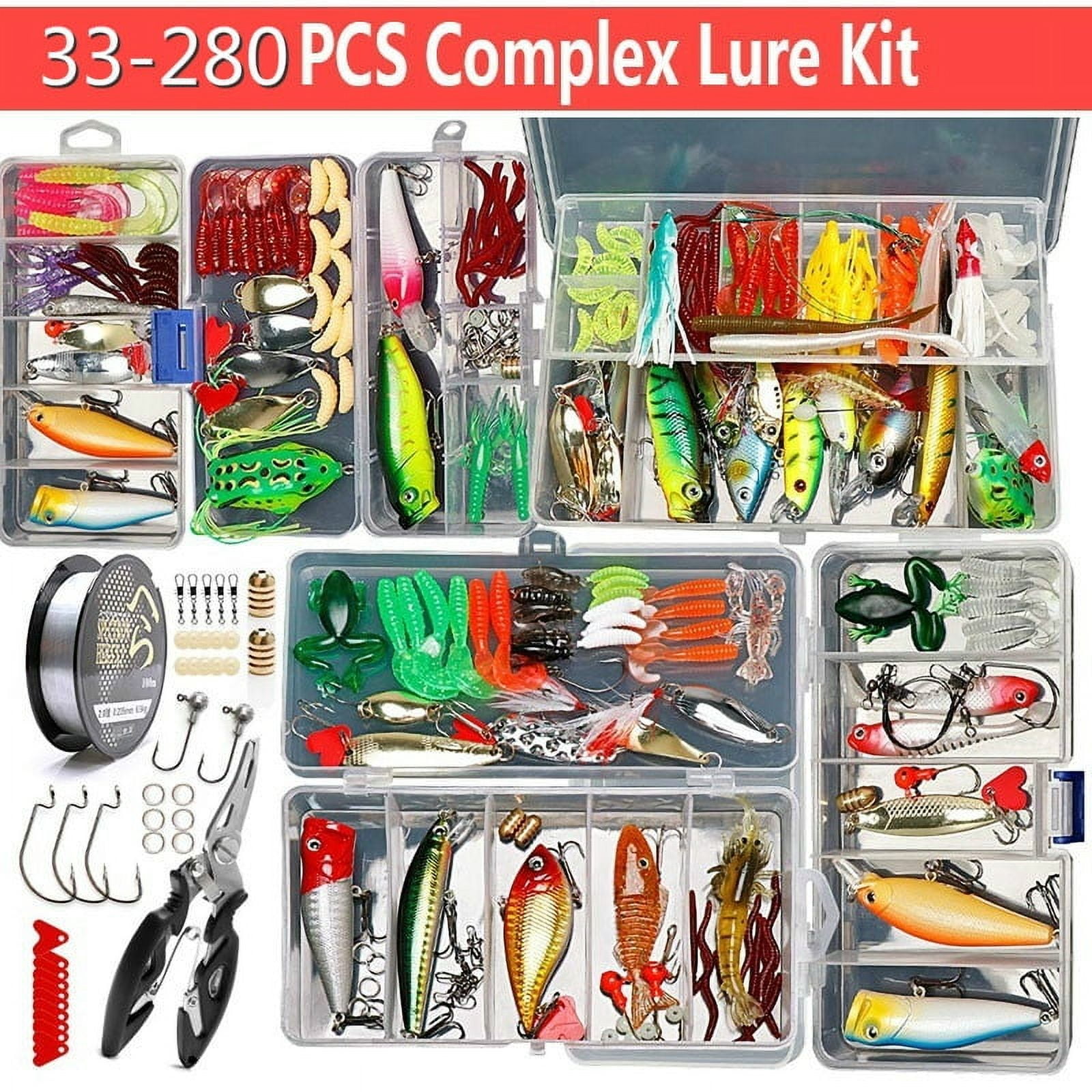 Bass & Trout Fishing Lure Kit with Soft & Hard Baits, Plastic Frog ...