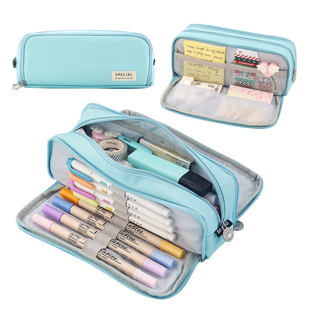 Tysrjsv Large Capacity Oxford Cloth Pencil Case, Blue - Walmart.com