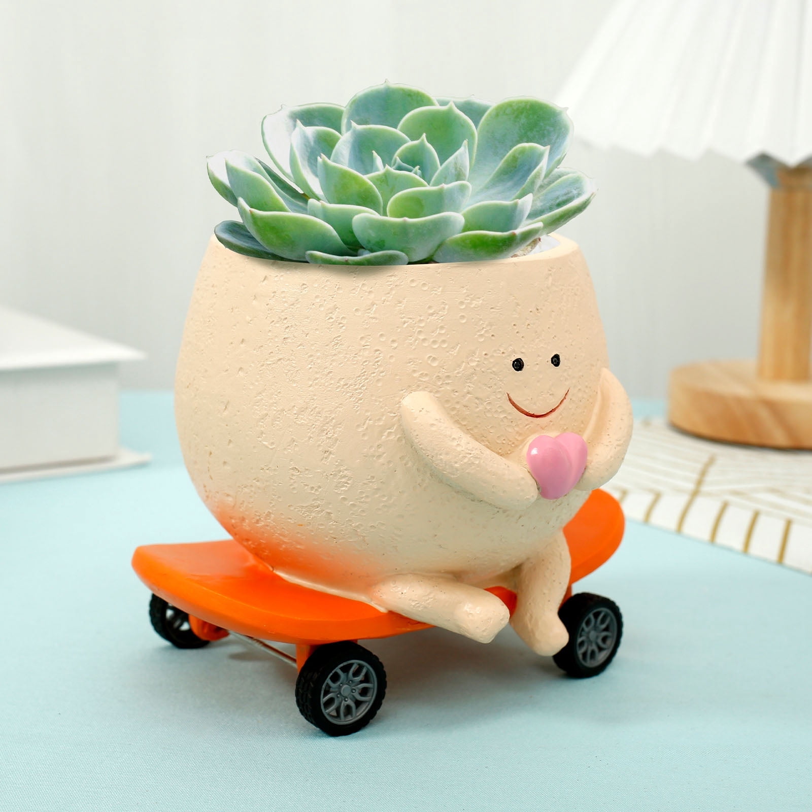 Tysrjsv Smiling Face Planter Pot with Drainage Holes Cute Resin Flowers ...