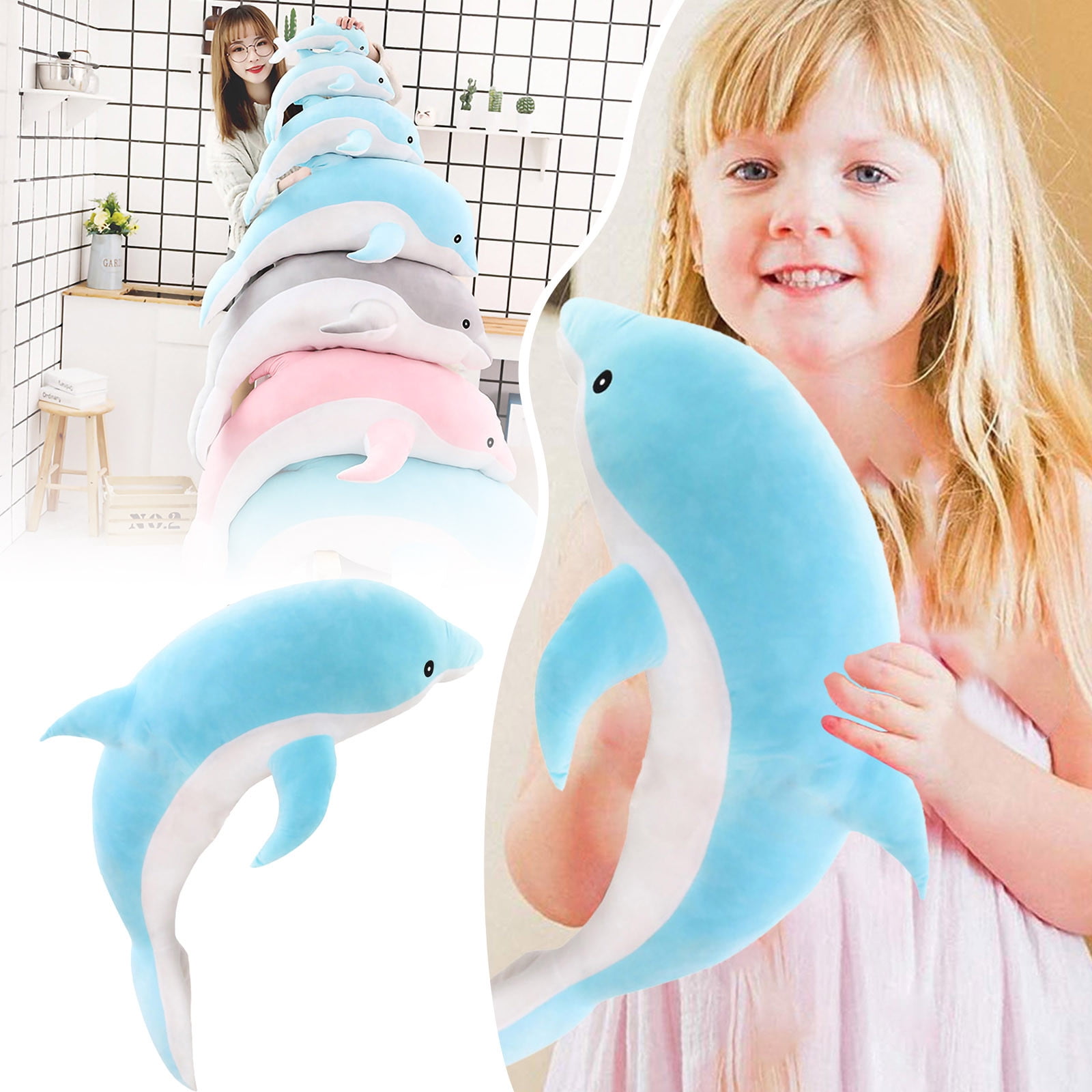 Tyuong Kawaii Soft Dolphin Plush Toys Stuffed Dolls Animal Nap Pillow ...