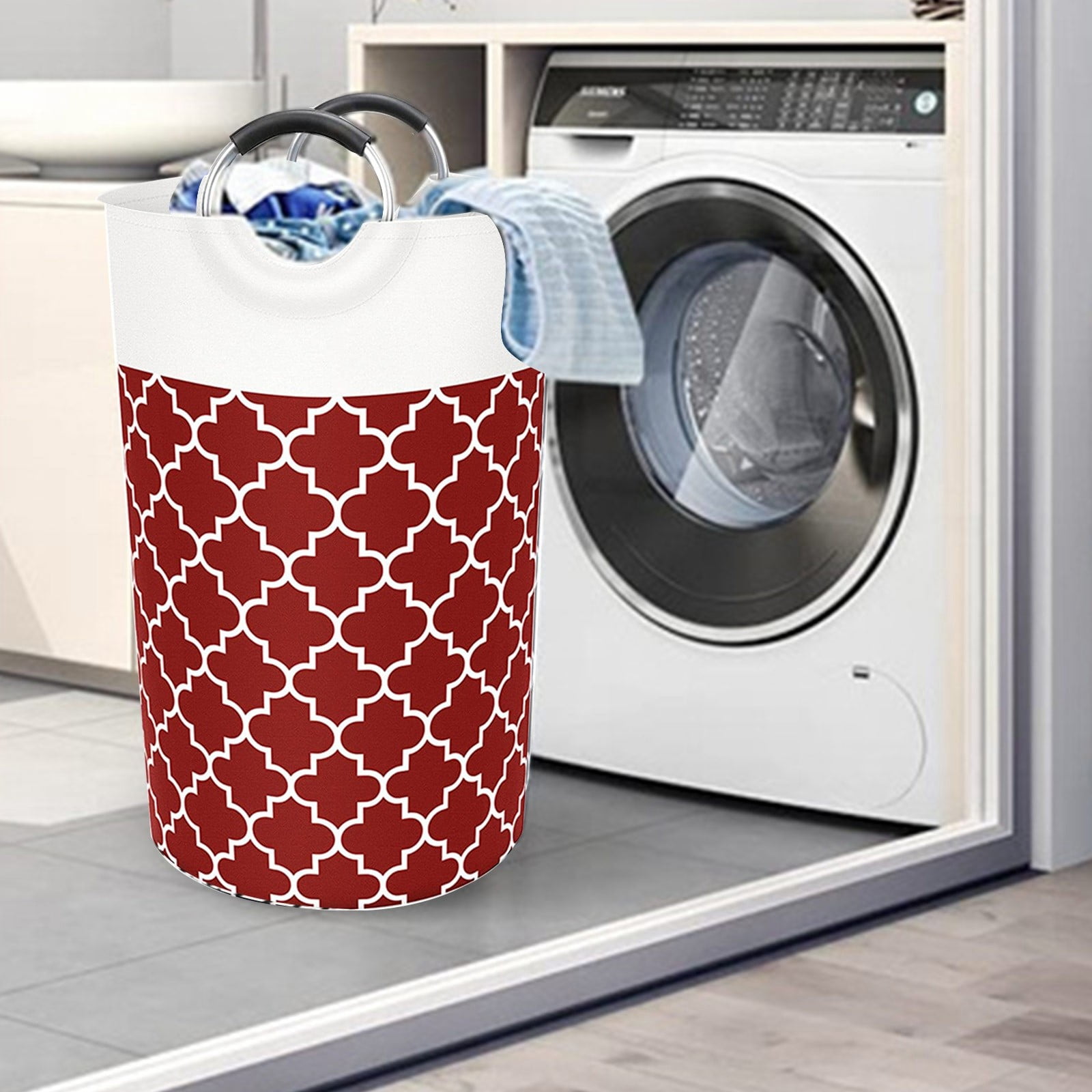 Tyuong Storage Bins Round Freestanding Laundry Hamper Collapsible Tall ...