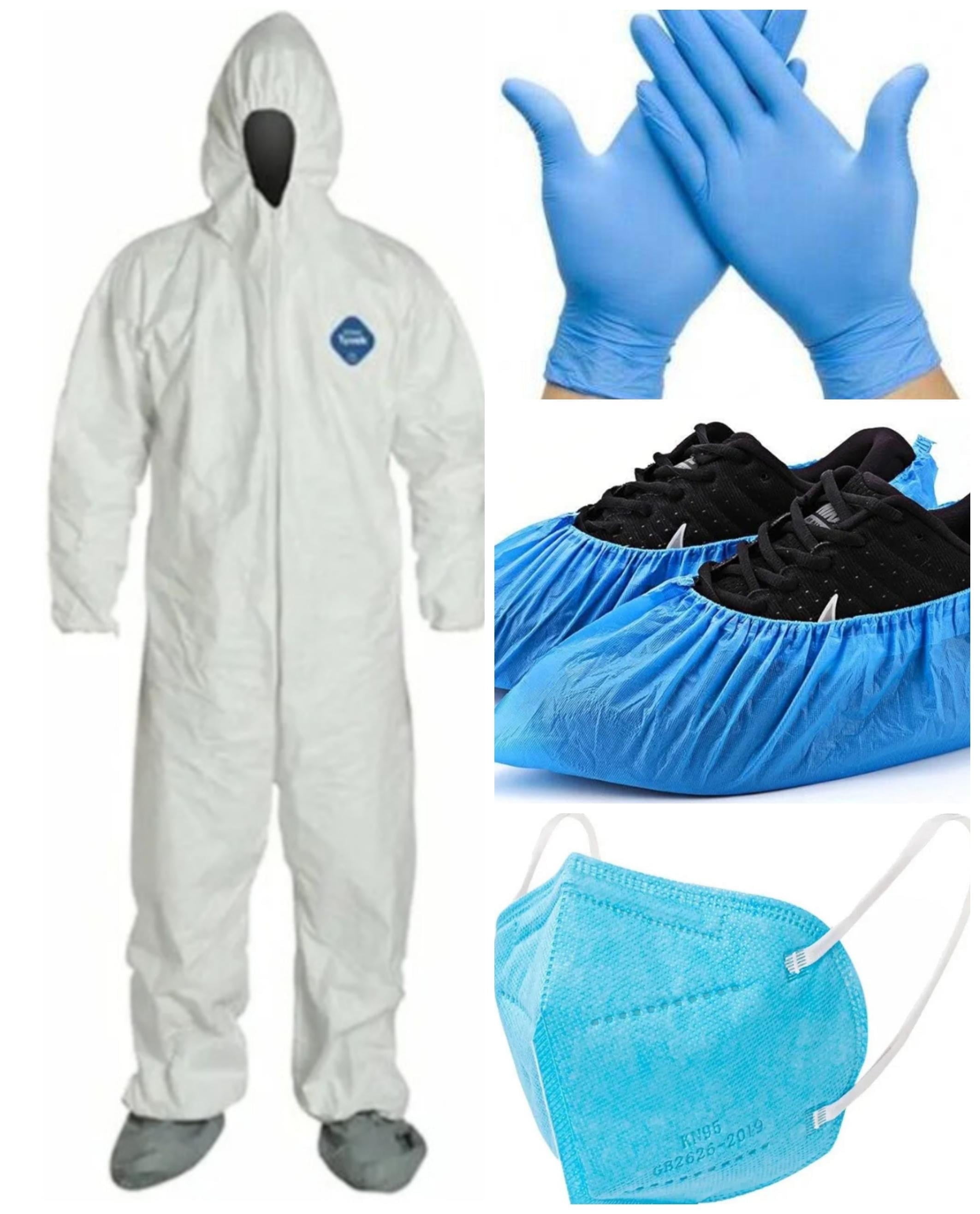 Prime Guard Disposable Tyvek DuPont Combo Pack XL Coverall with Elastic ...