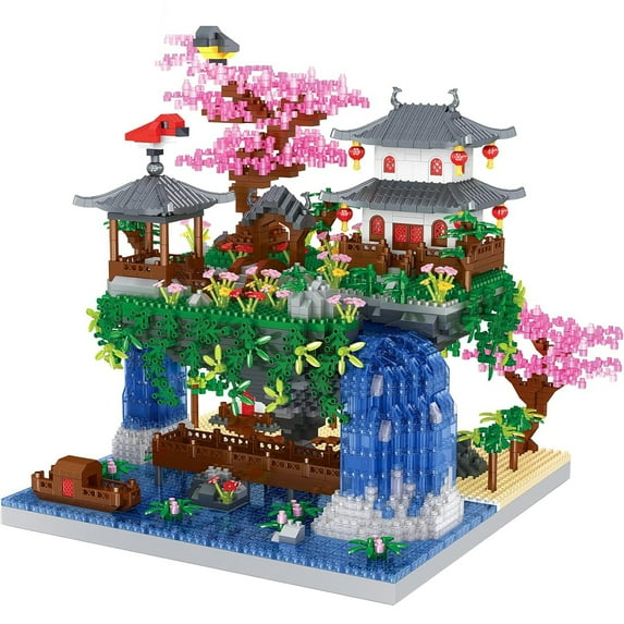 TzFioy Cherry Blossom Tree House Building Blocks Set (3220Pcs) Oriental Architecture with LED ...