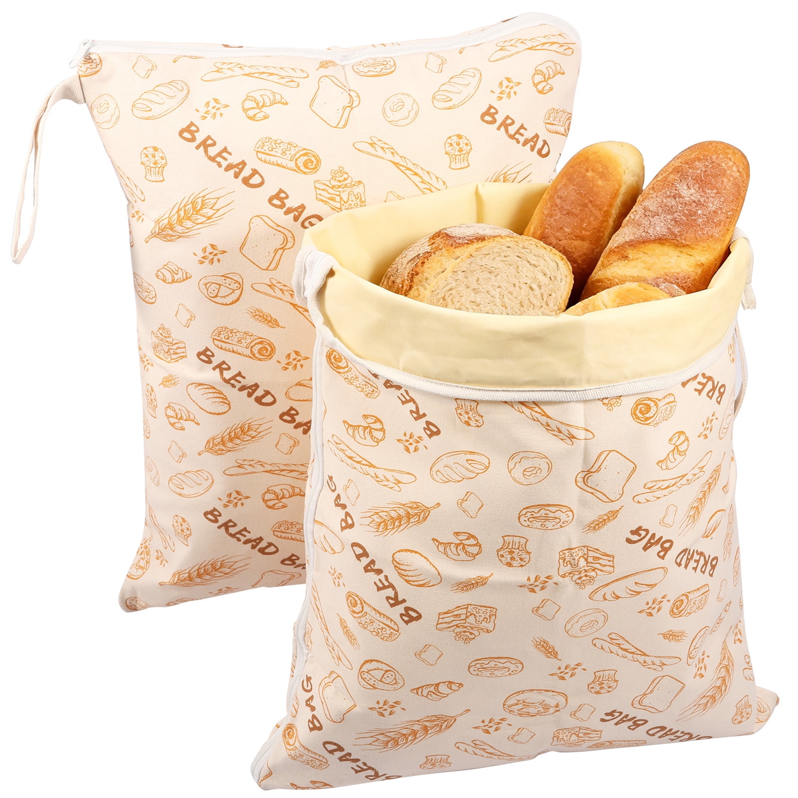 Tzdxfgl 2 Pack Beeswax Bread Bags for Sourdough, Zipper Linen Food ...