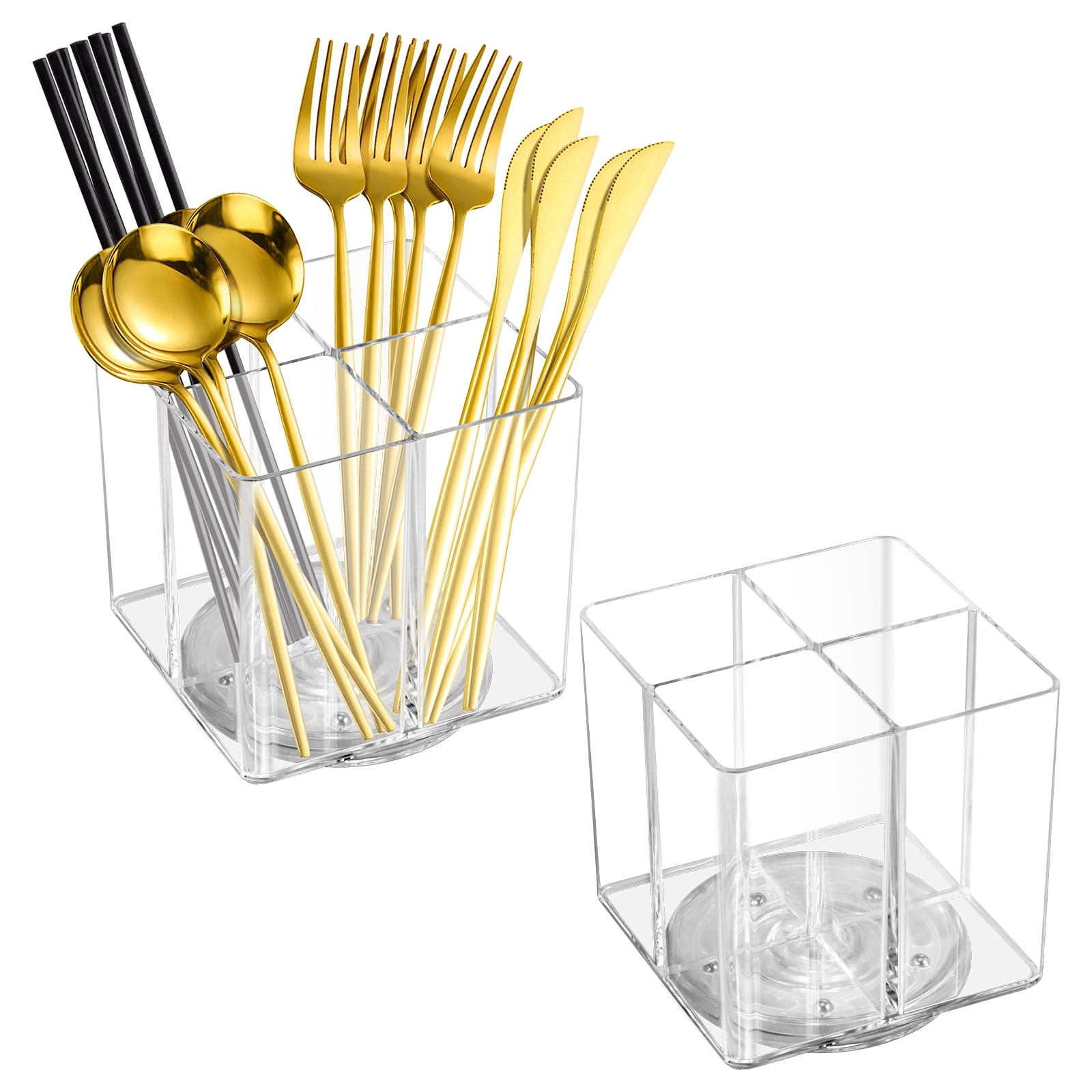 Tzdxfgl 360° Rotating Acrylic Utensil Holder for Countertop, 4 ...