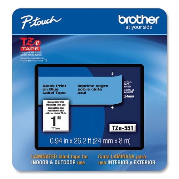 Tze Laminated Removable Label Tapes, 0.94" X 26.2 Ft, Black On Blue ...