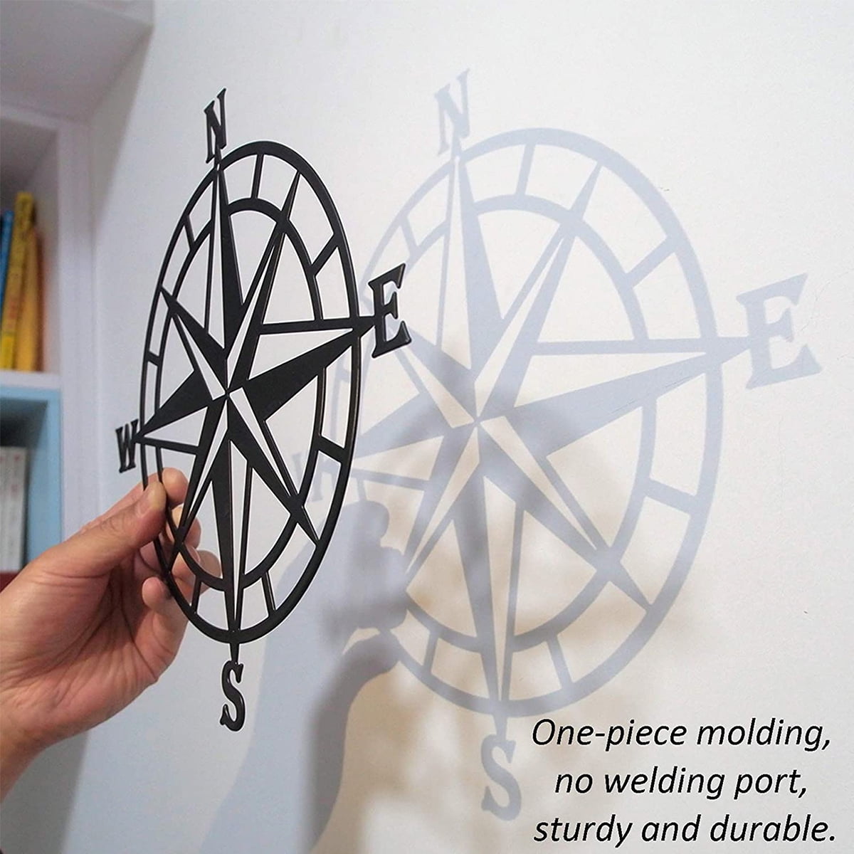 Tzgsonp 11 Inches Metal Nautical Compass Wall Art, Coastal Outdoor ...