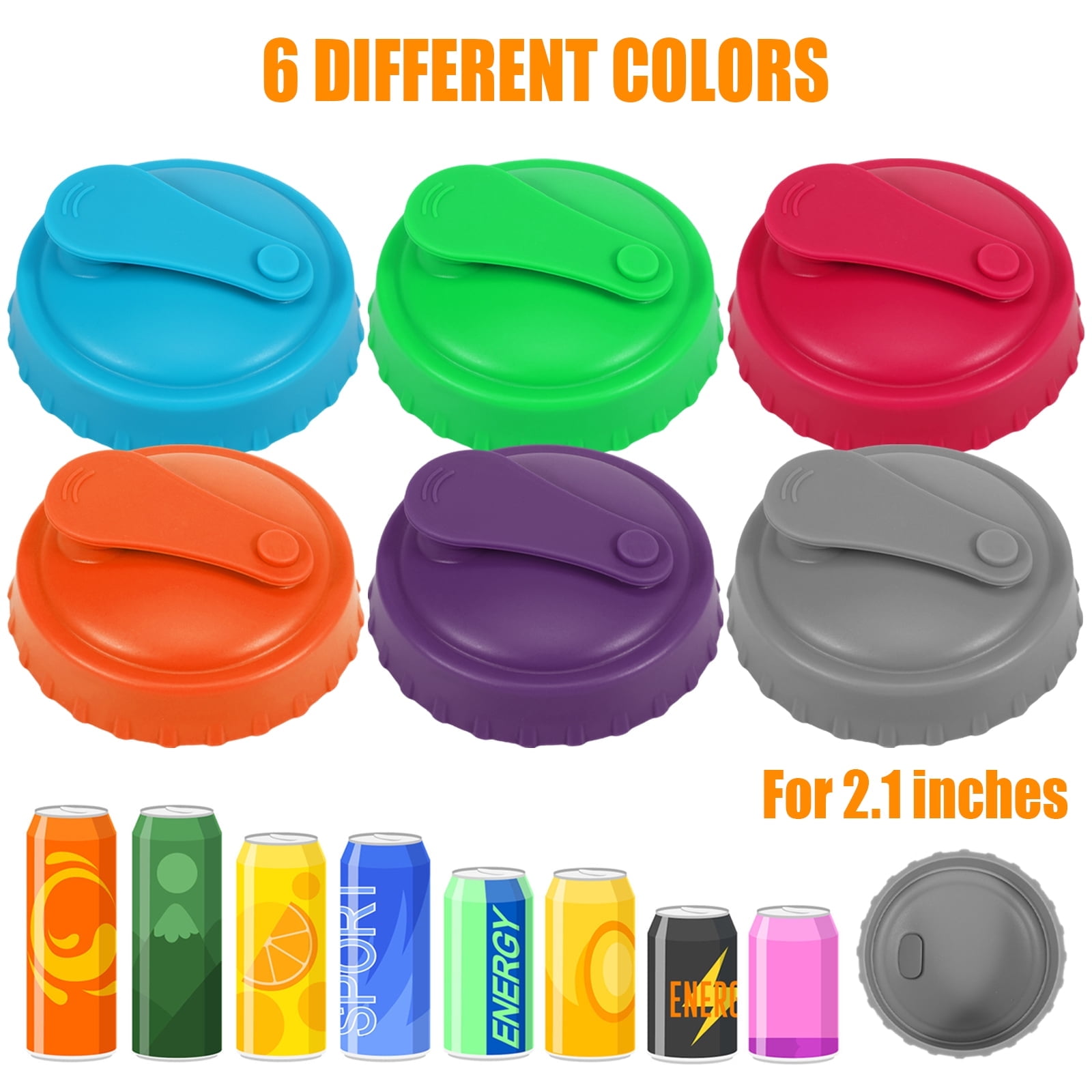 TZGSONP 6Pcs Food Grade Silicone Soda Can Lids, Leakproof, Dustproof ...