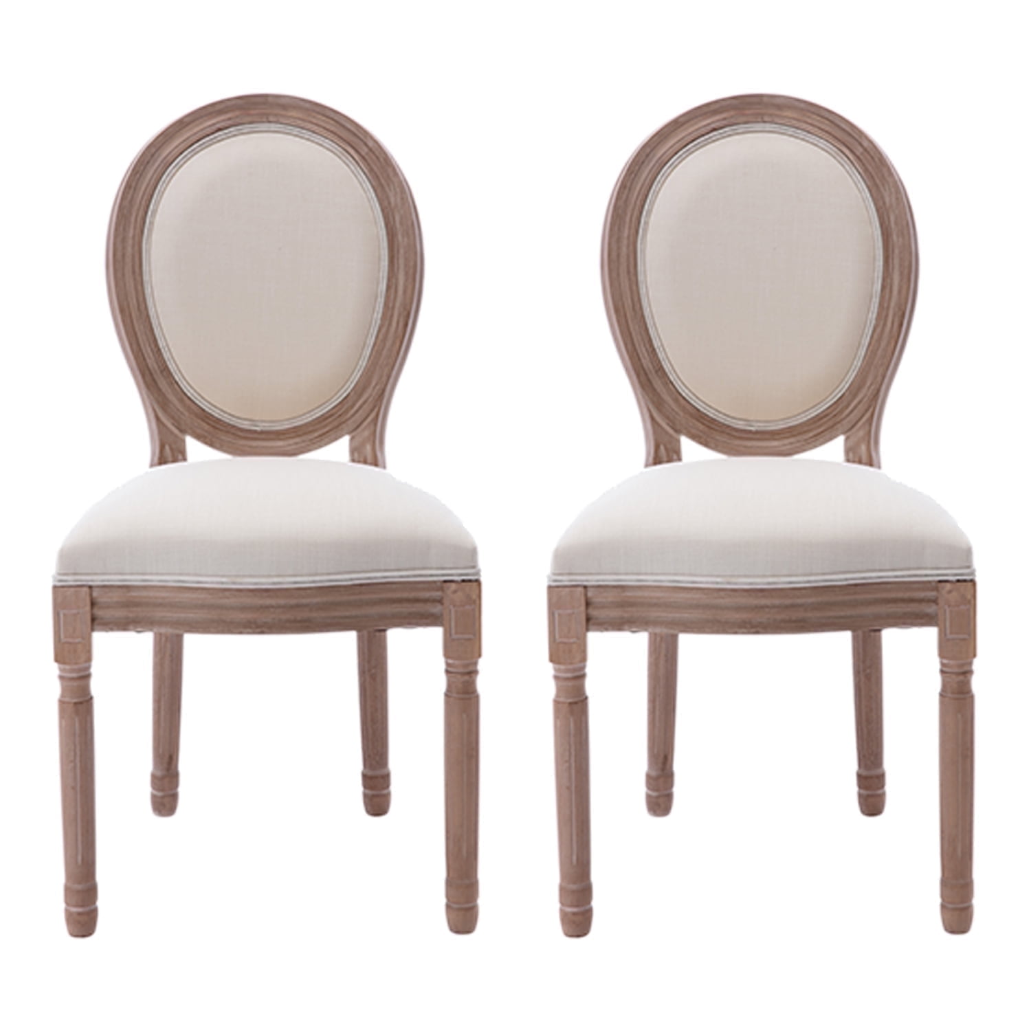 Tzicr Set of 2 French Dining Chairs, Mid Century Upholstered, Solid ...