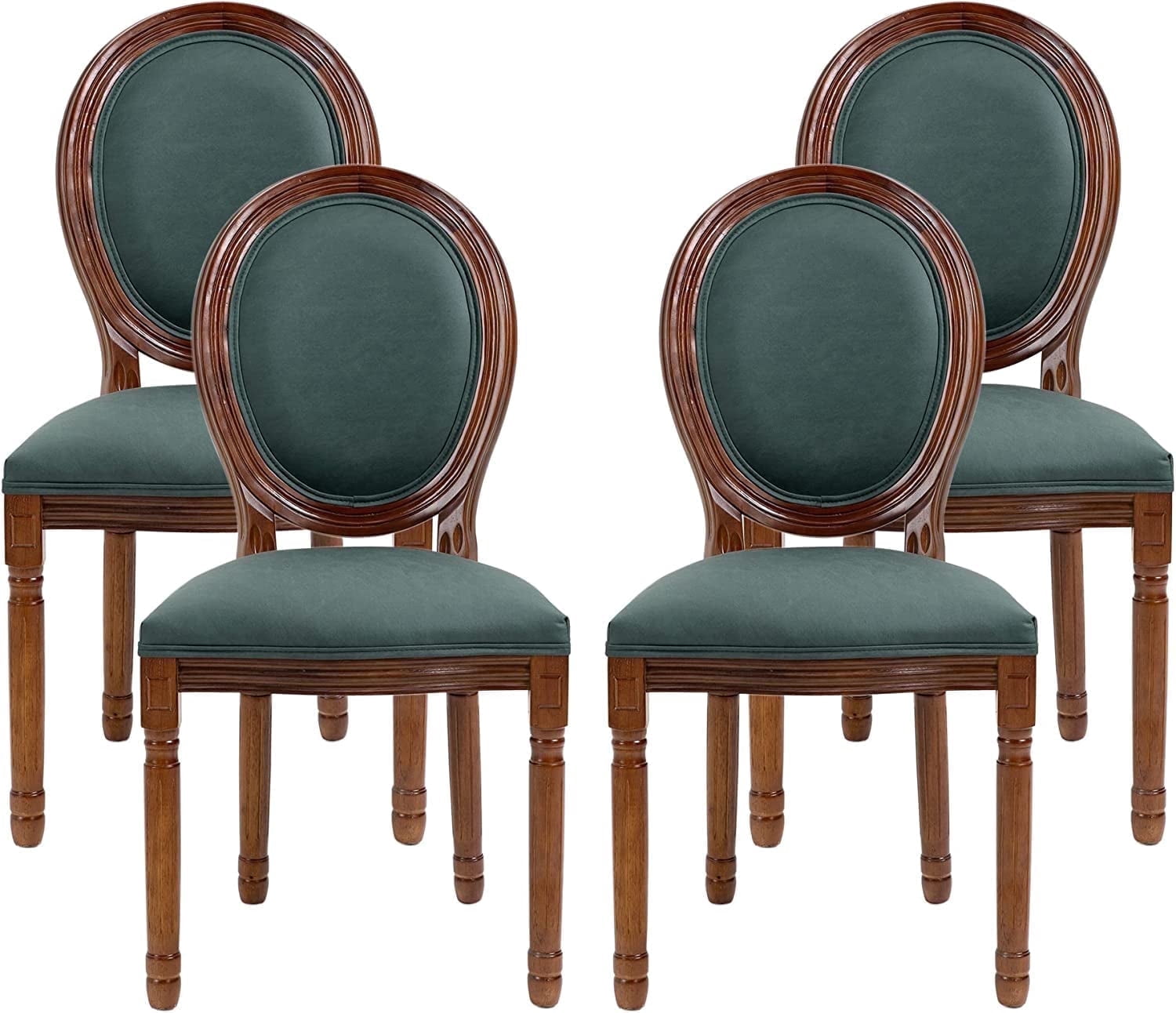 Tzicr Set of 4 French Round Backrest Dining Chairs, Solid Wood ...