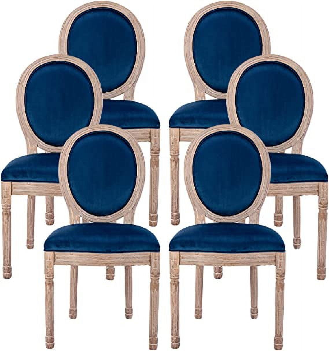 Tzicr Set of 6 French Dining Chairs, Mid Century Upholstered Round ...