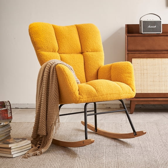 Tzicr Ergonomic Nursery Rocking Chair, High Backrest Upholstered Glider ...