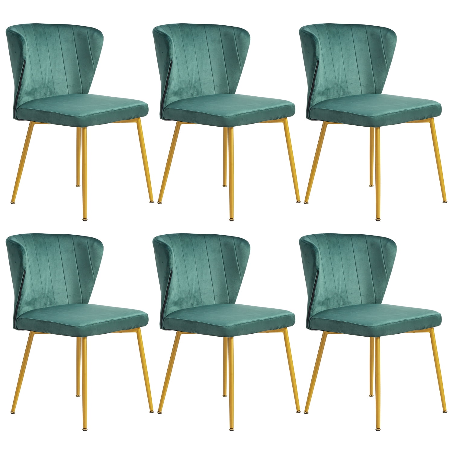 Tzicr Velvet Upholstered Dining Chairs, Set of 6, Modern Wingback ...