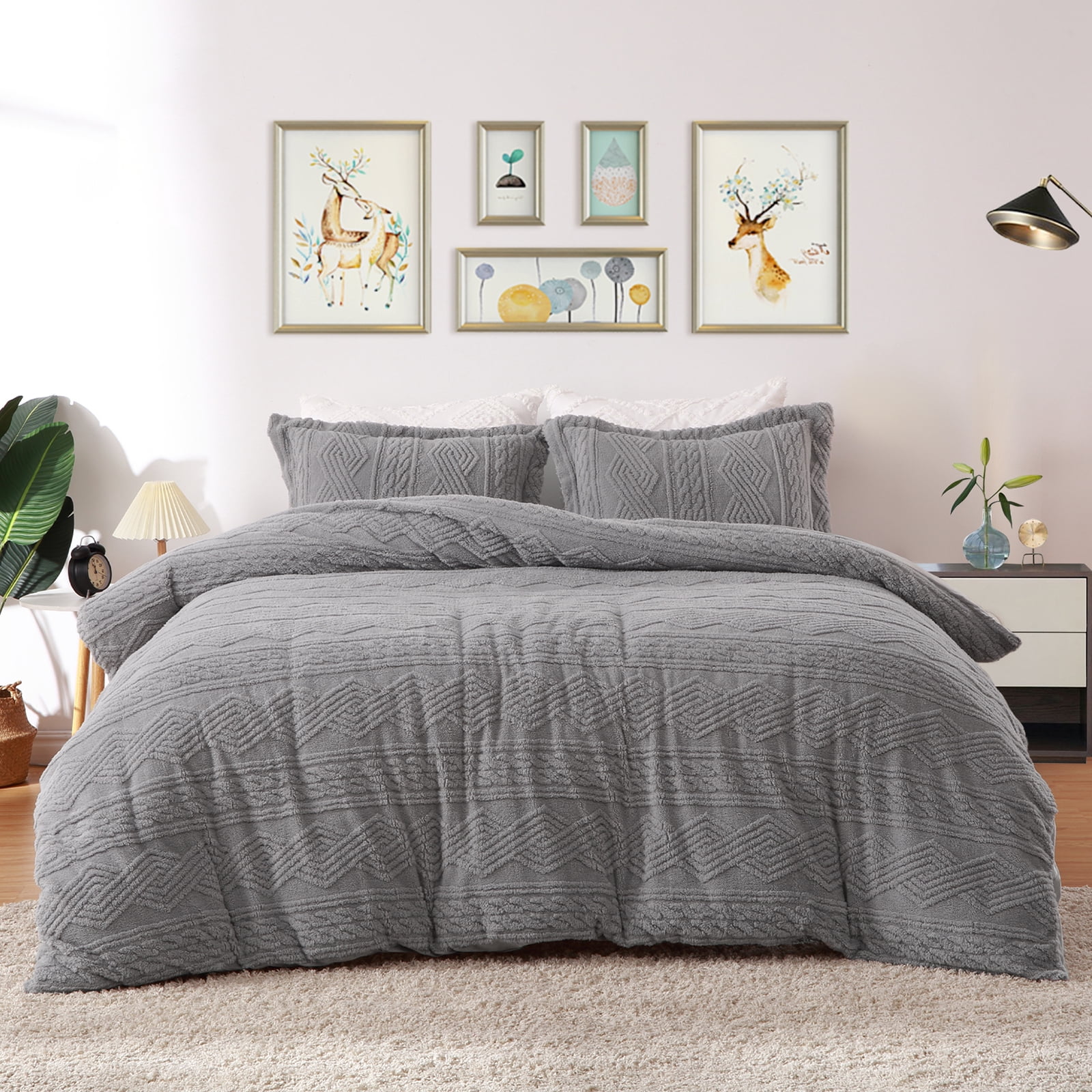Tzou 3 Pieces Comforter Cover Set with 8 Corner Ties, Soft and ...
