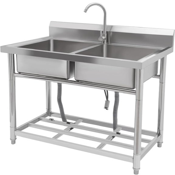 Utilatwin 19-Gallon Freestanding Double Bowl Laundry/Utility Sink ...
