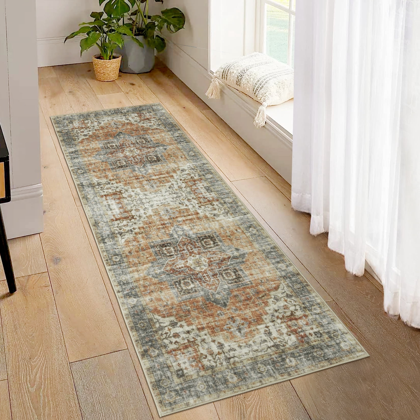 Tzou Area Rug Runner 2x6 Vintage Retro Rug Indoor Door Mat Non Slip ...