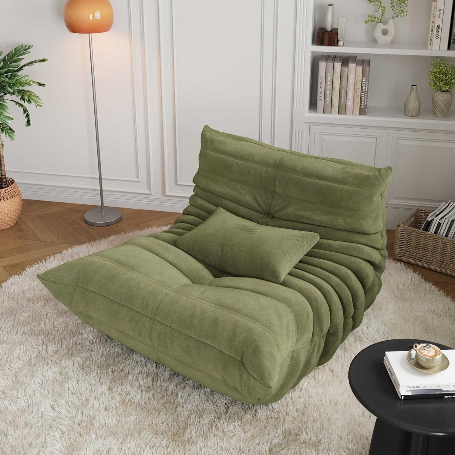 Tzou Bean Bag Chair for Adults – Suede-Like L-Shaped Floor Sofa Chair ...